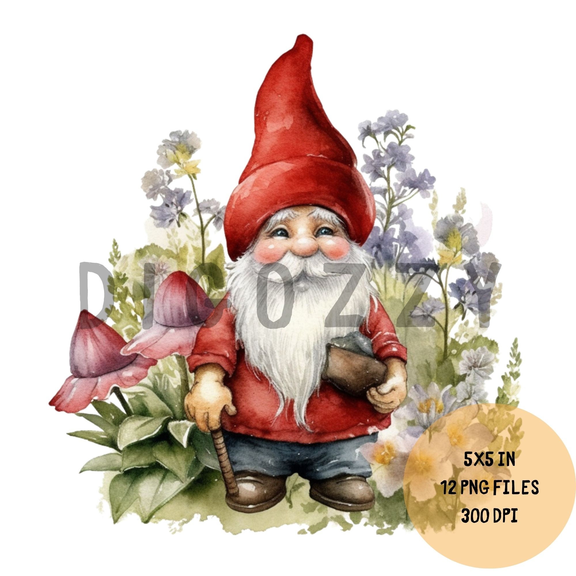 Watercolor Garden Gnome Clipart Gnome Clipart Watercolor - Etsy