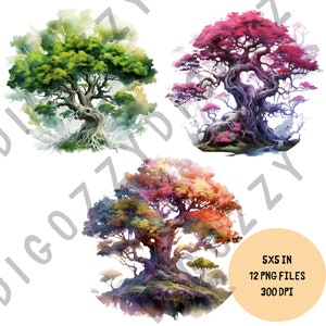Watercolor Fantasy Tree Clipart, Beautiful Tree Png, Landscape Art ...