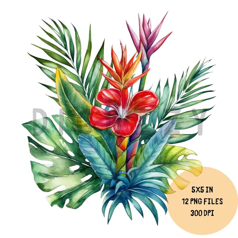 Watercolor Tropical Plants Clipart Watercolor Clipart Summer - Etsy