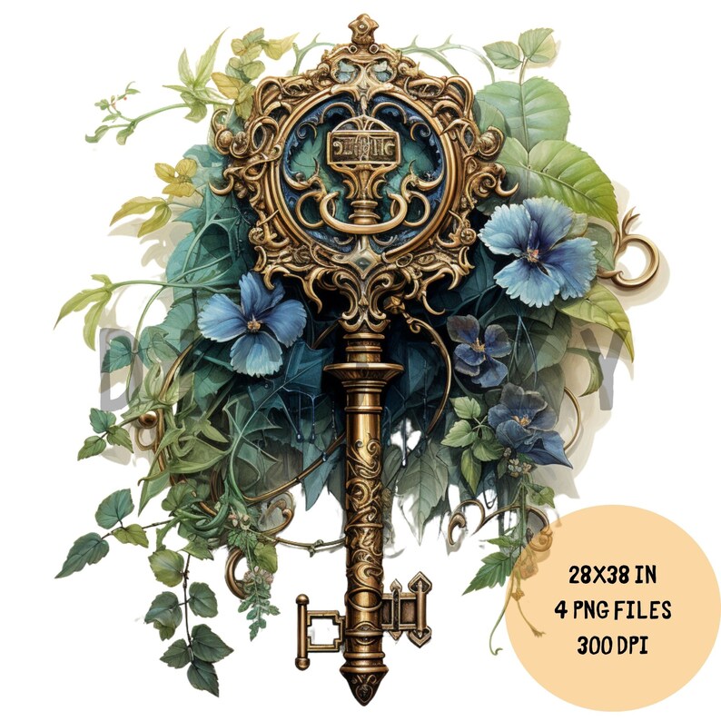 Magical Key Clipart Watercolor Clipart Magic Keys Magical - Etsy