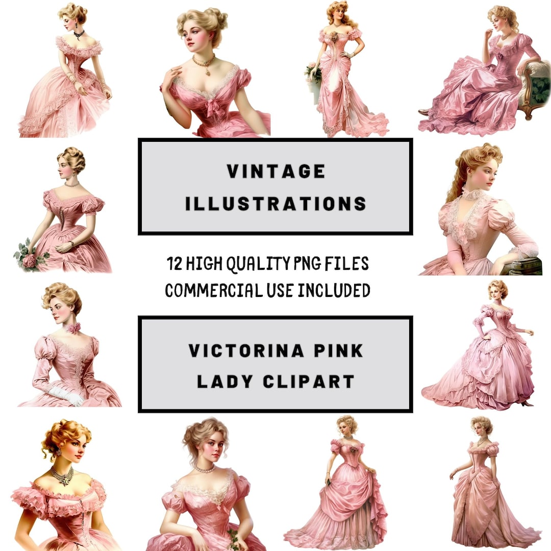 Victorian Pink Lady Clipart Victorian Clipart Vintage Woman - Etsy