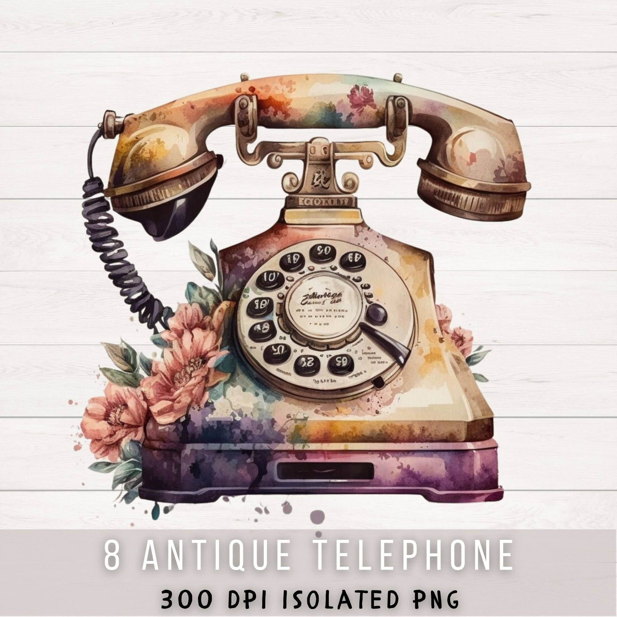 Floral Watercolor Retro Phone Clipart Bundle Good for Crafts - Etsy