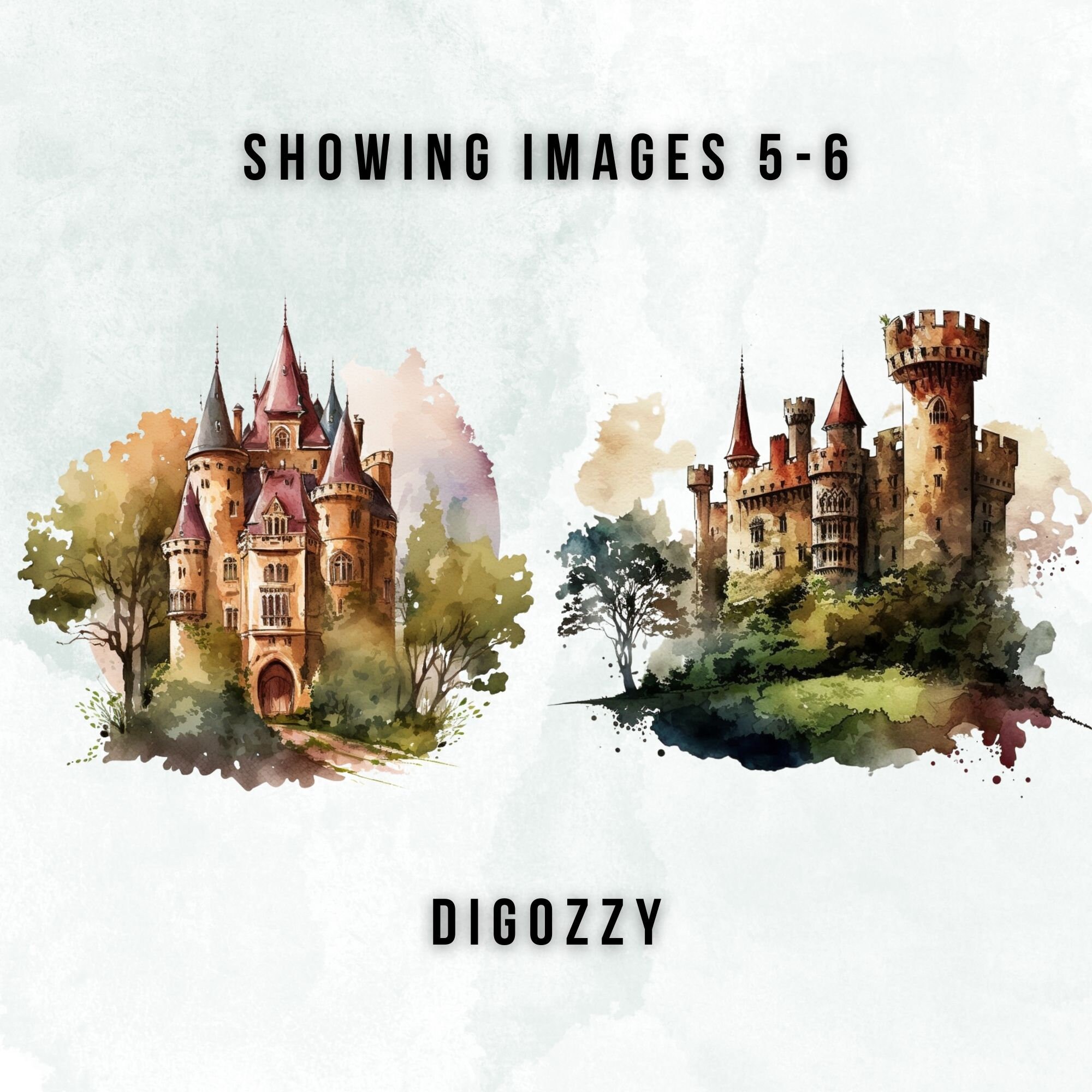 Watercolor Medieval Castle Clipart High-quality PNG Images - Etsy