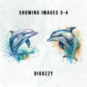 Watercolor Dolphins Clipart, Transparent PNG Files for Wall Art, Sea ...