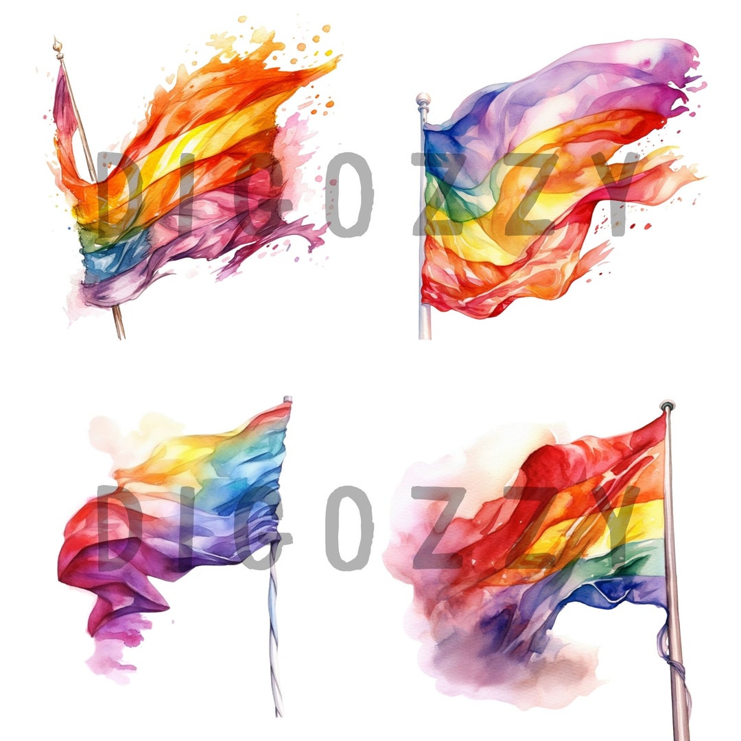 Watercolor LGBT Flag Clipart, Watercolor Clipart, Rainbow Clipart ...