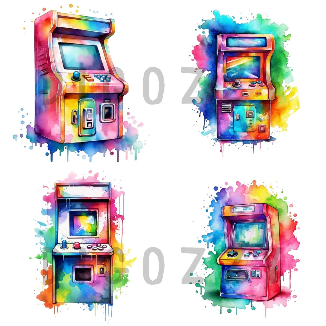 Arcade Game Clipart, Arcade Game Clipart, Arcade Game Png, Watercolor ...