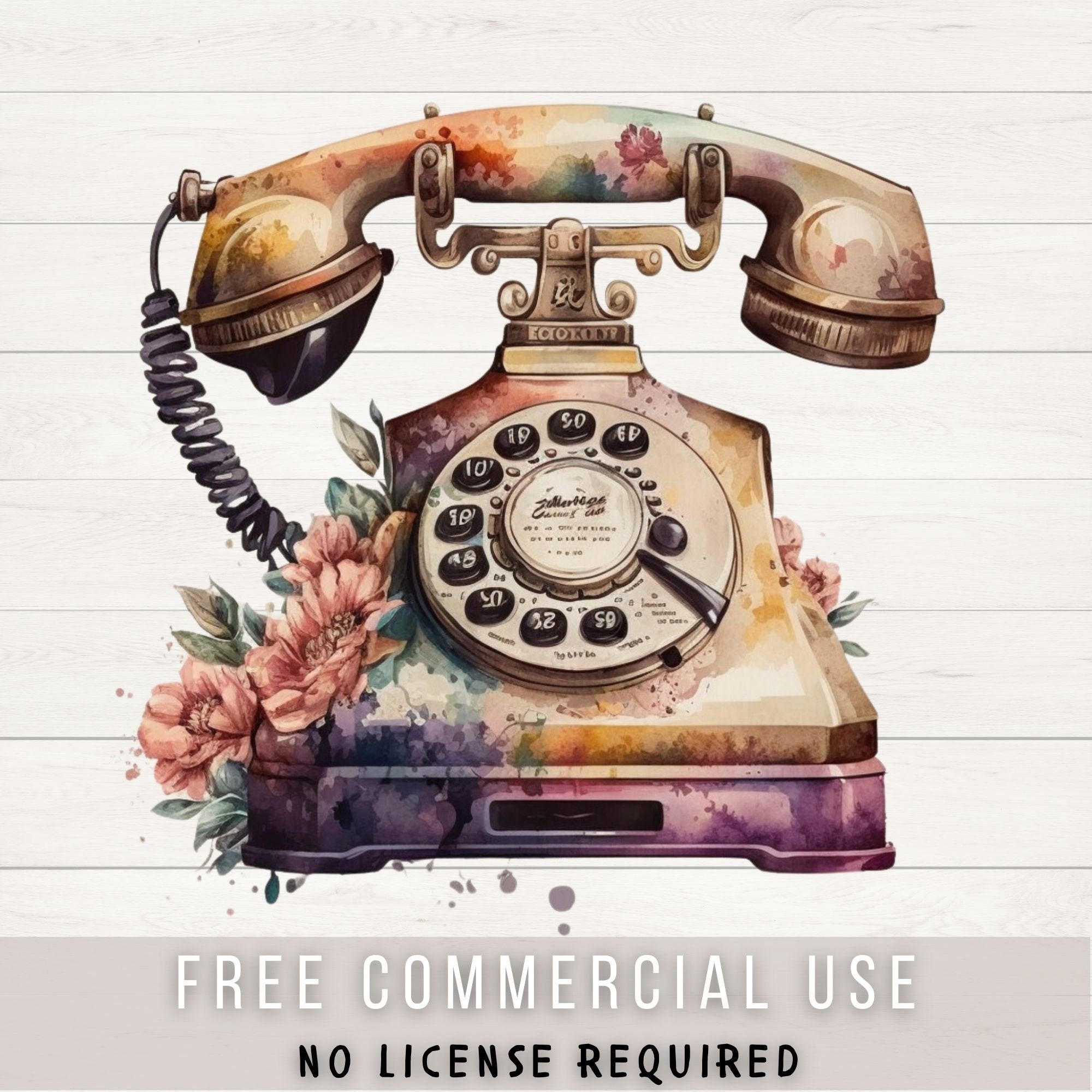 Floral Watercolor Retro Phone Clipart Bundle Good for Crafts - Etsy