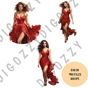 Watercolor Woman Clipart, Red Dress, Fashion Girl Clipart, Fashion ...