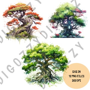 Watercolor Fantasy Tree Clipart, Beautiful Tree Png, Landscape Art ...