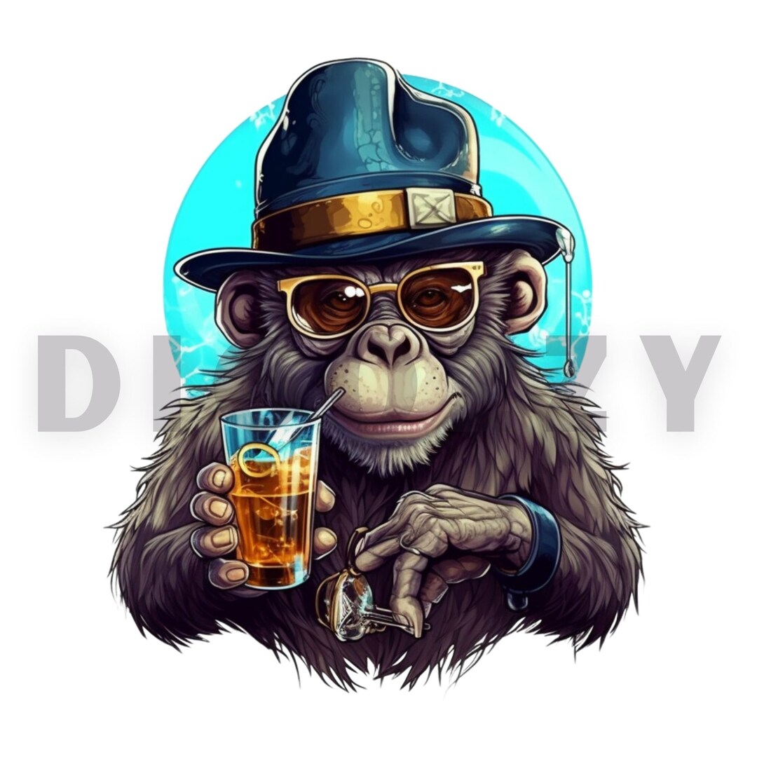 Cool Monkey PNG Illustration, Graphic T-shirt Digital File, Commercial ...