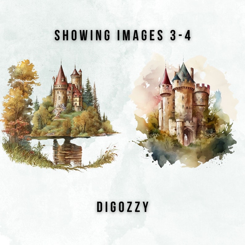 Watercolor Medieval Castle Clipart High-quality PNG Images - Etsy
