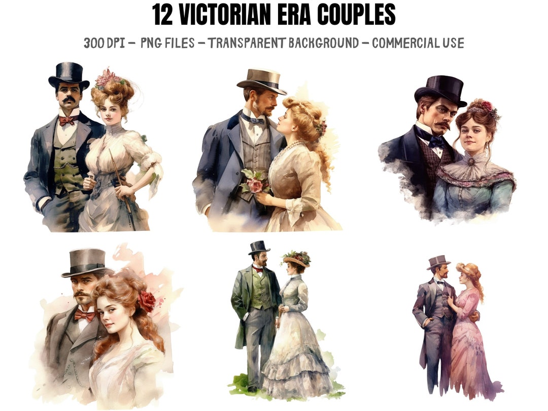 Watercolor Victorian Couple Clipart, Victorian Clipart, Watercolor ...
