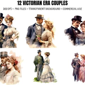 Watercolor Victorian Couple Clipart, Victorian Clipart, Watercolor ...
