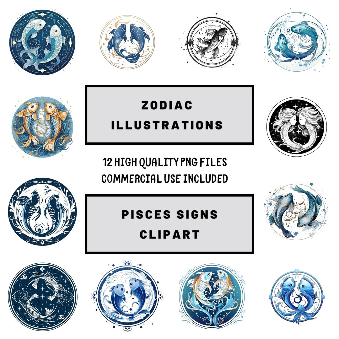 Pisces Sign Clipart, Zodiac Clipart, Astrology Clipart ,horoscope ...