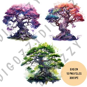 Watercolor Fantasy Tree Clipart, Beautiful Tree Png, Landscape Art ...