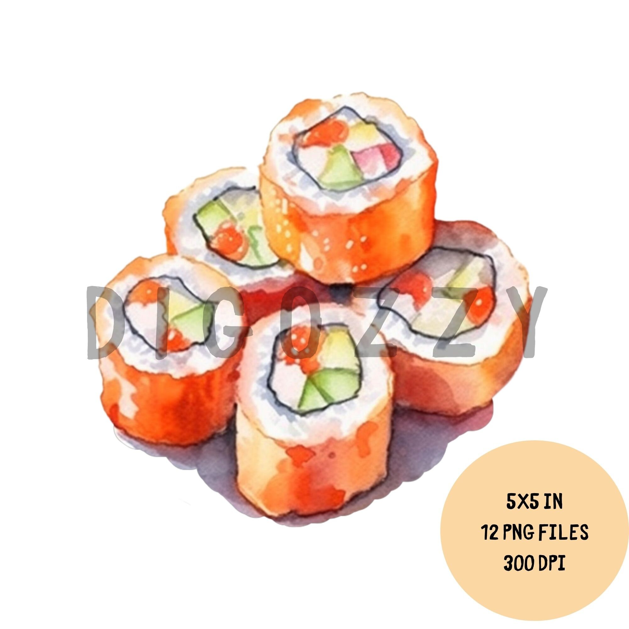 Watercolor Sushi Clipart Sushi Clipart Watercolor Clipart - Etsy