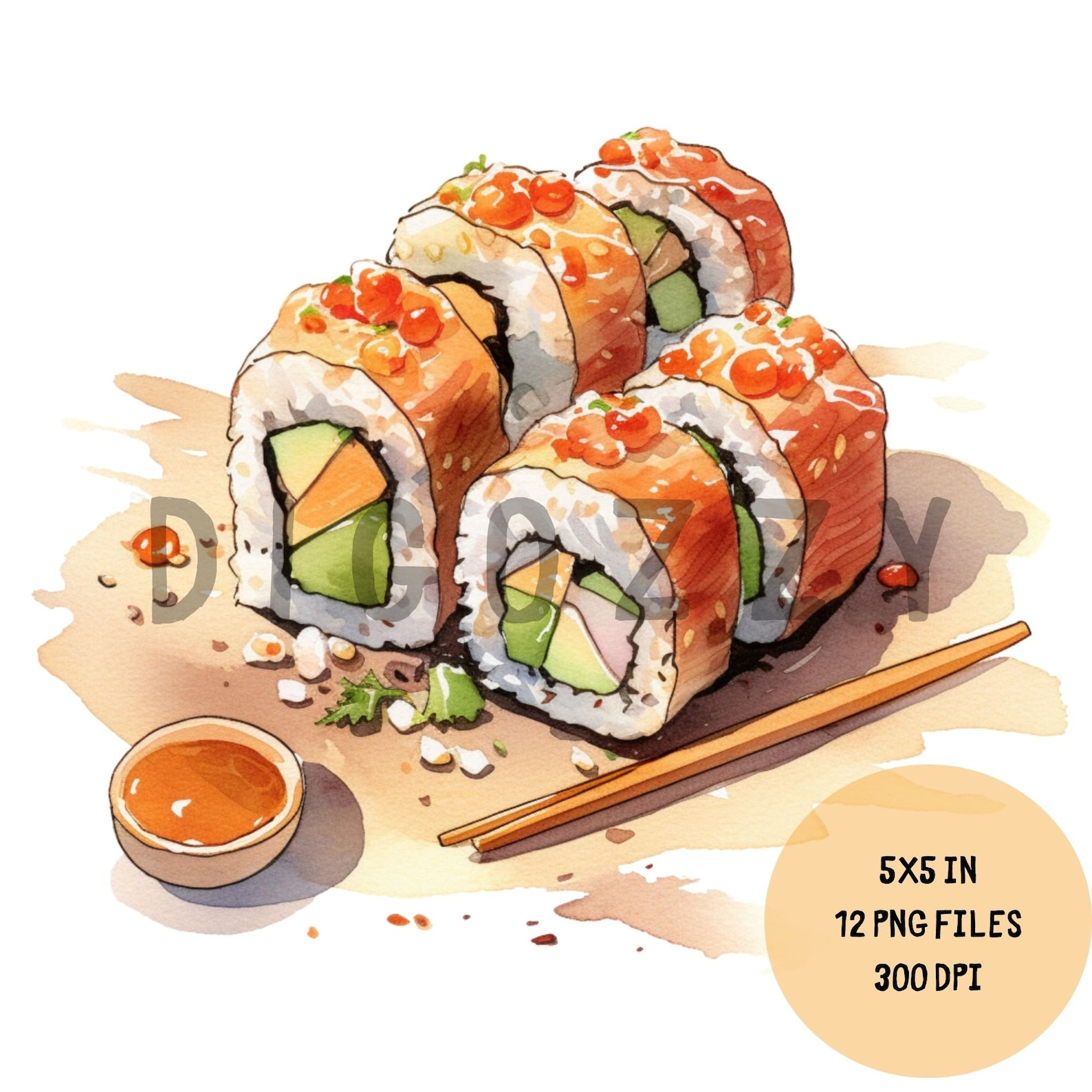Watercolor Sushi Clipart Sushi Clipart Watercolor Clipart - Etsy