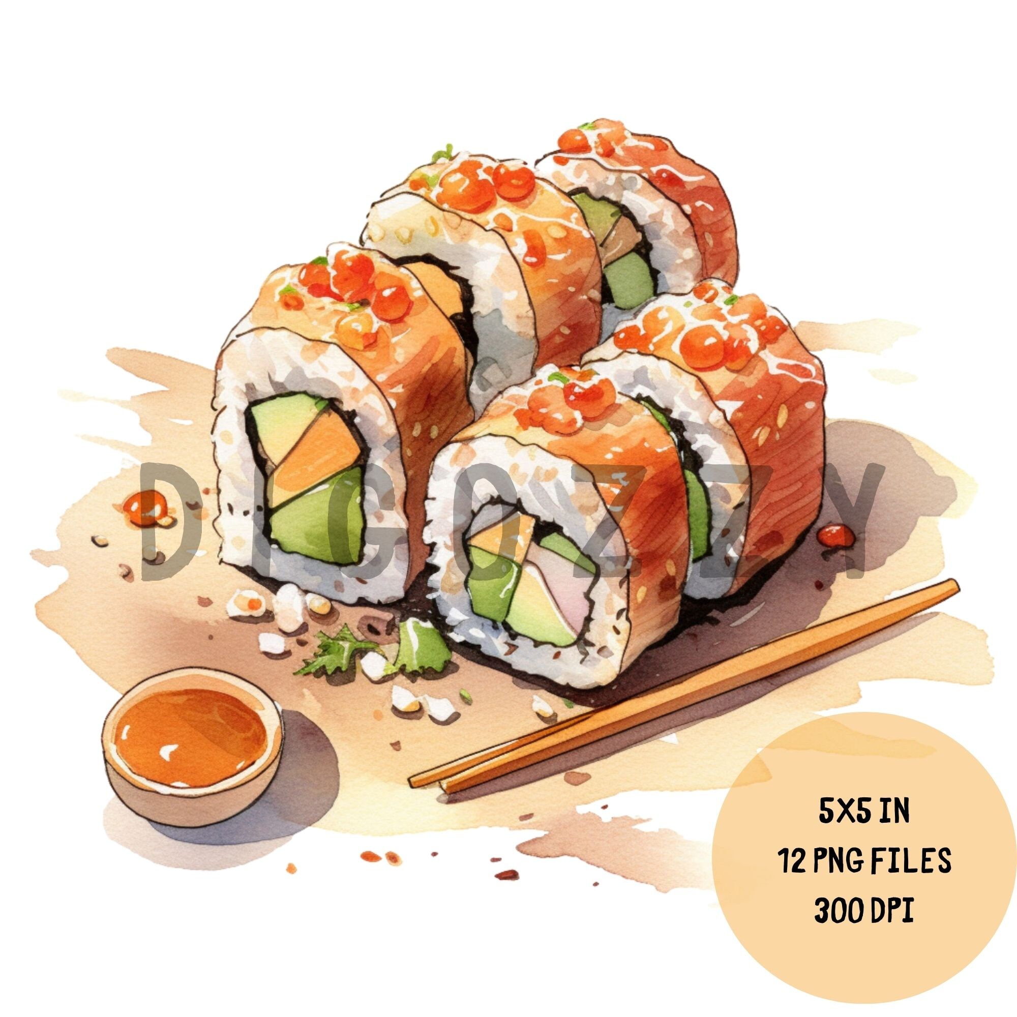 Watercolor Sushi Clipart Sushi Clipart Watercolor Clipart - Etsy