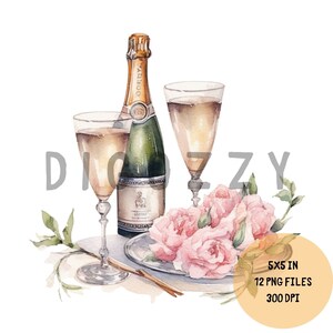 Watercolor Champagne Clipart, Watercolor Clipart, Champagne Clipart ...