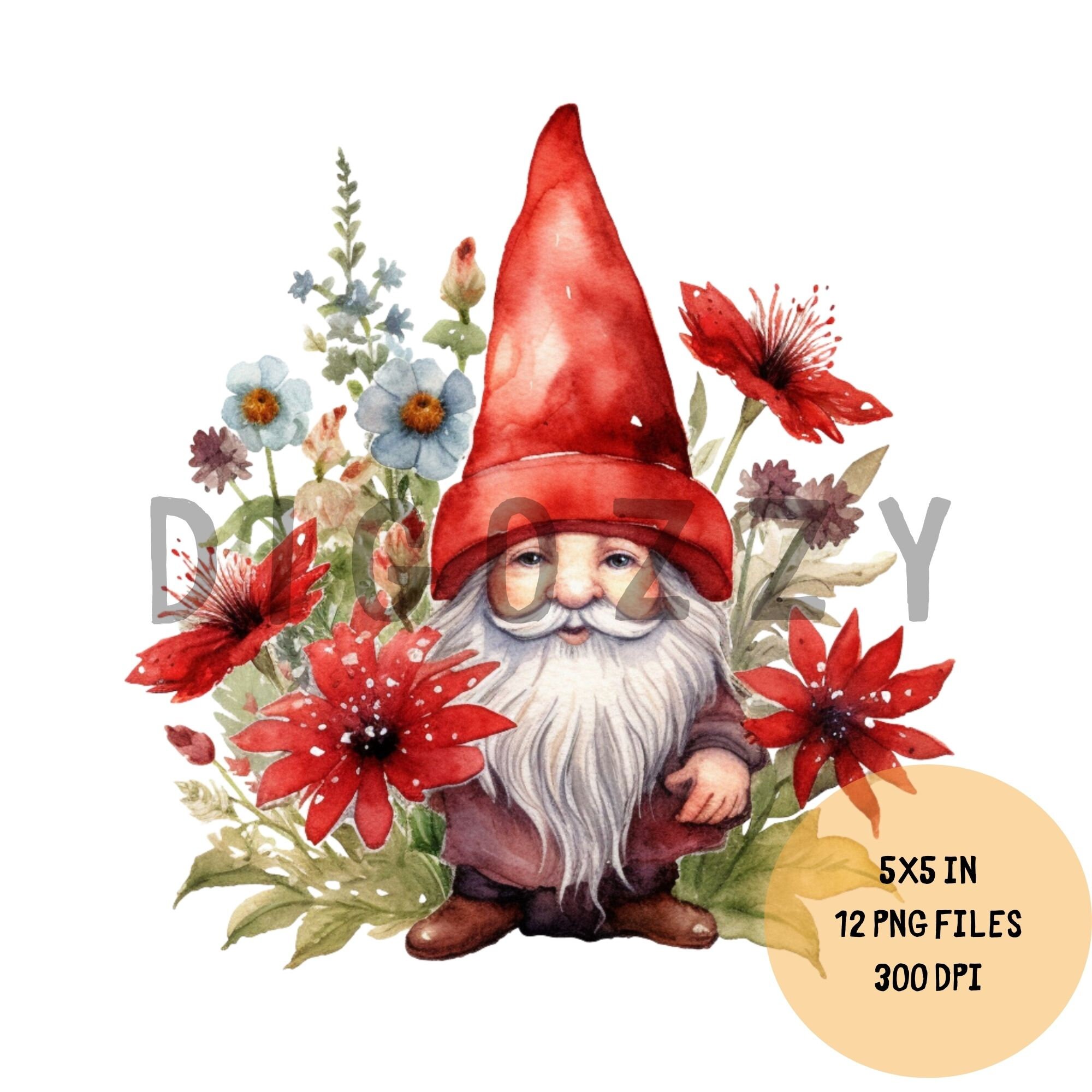 Watercolor Garden Gnome Clipart Gnome Clipart Watercolor - Etsy