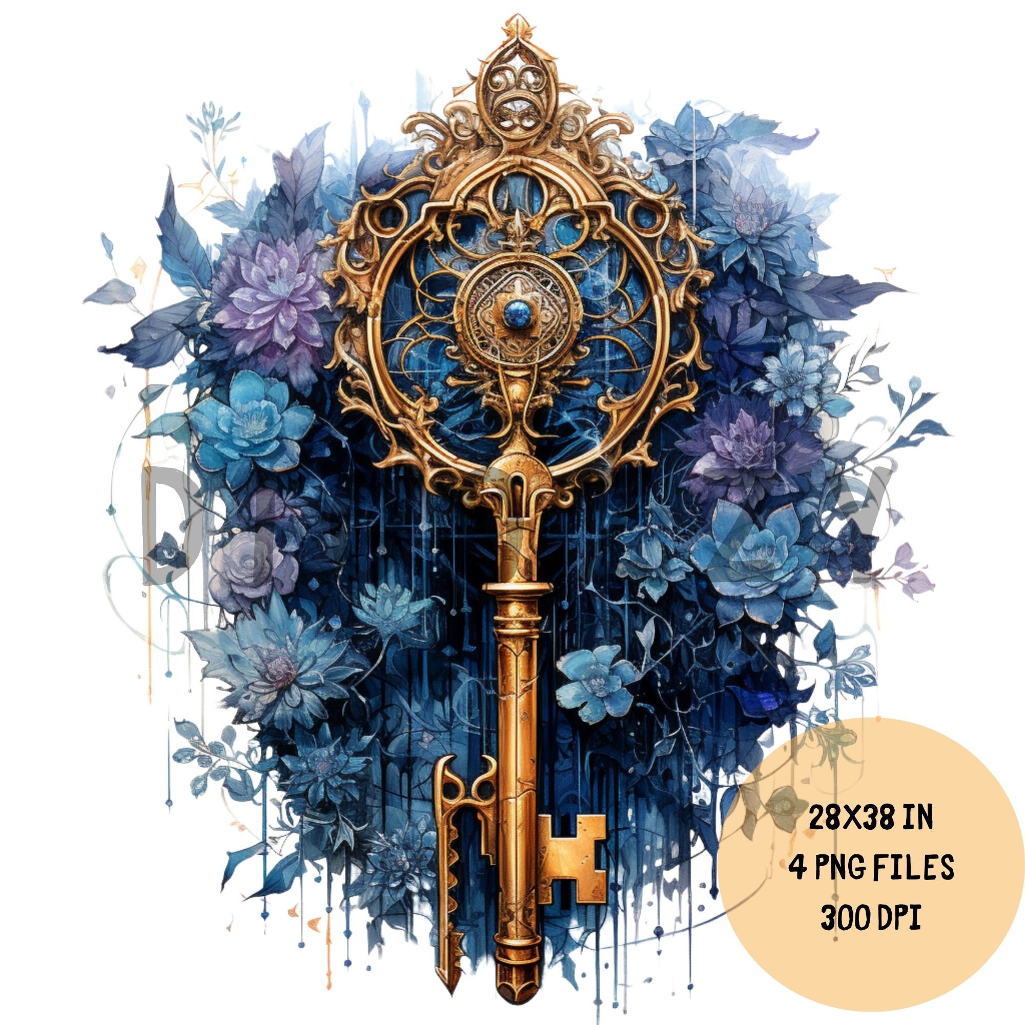 Magical Key Clipart Watercolor Clipart Magic Keys Magical - Etsy