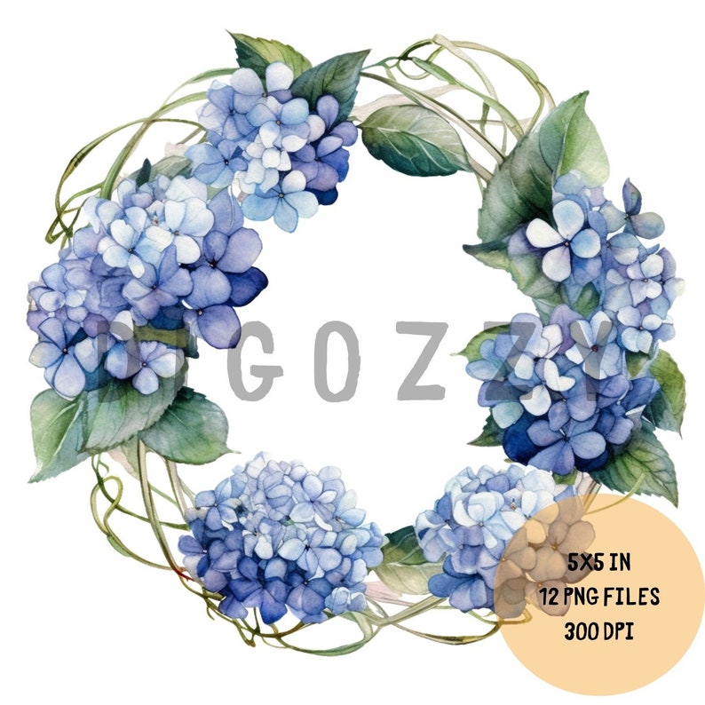 Watercolor Hydrangea Wreath Clipart Hydrangea Clipart - Etsy