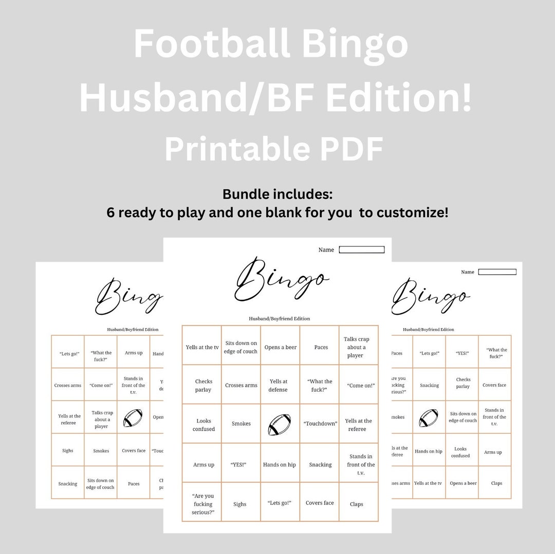 Bingo | Bingo Game | Football Bingo | Husband Bingo | Boyfriend Bingo ...
