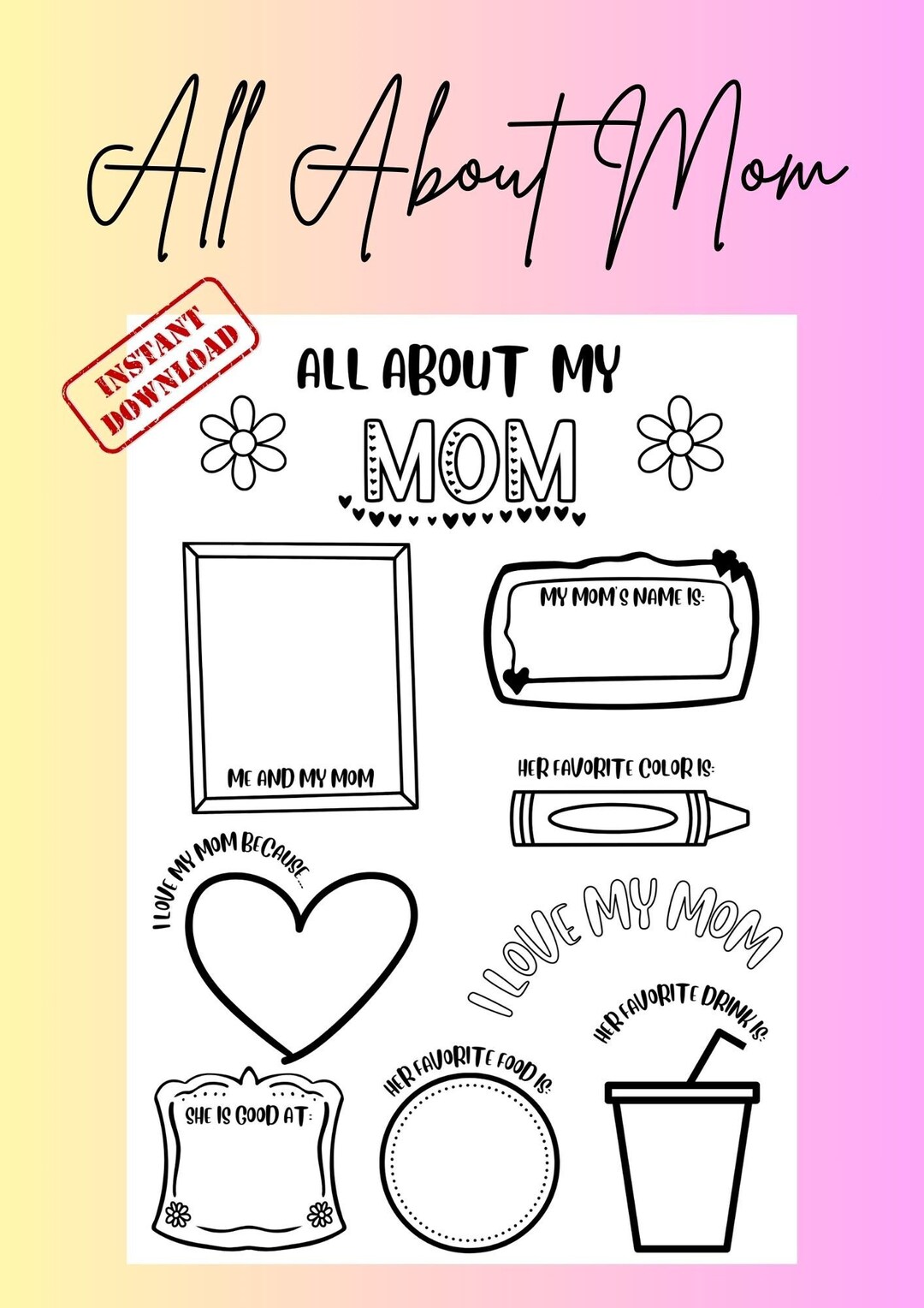All About Mom | Mom Printable | Mom Worksheet | Mother's Day | Mother's ...