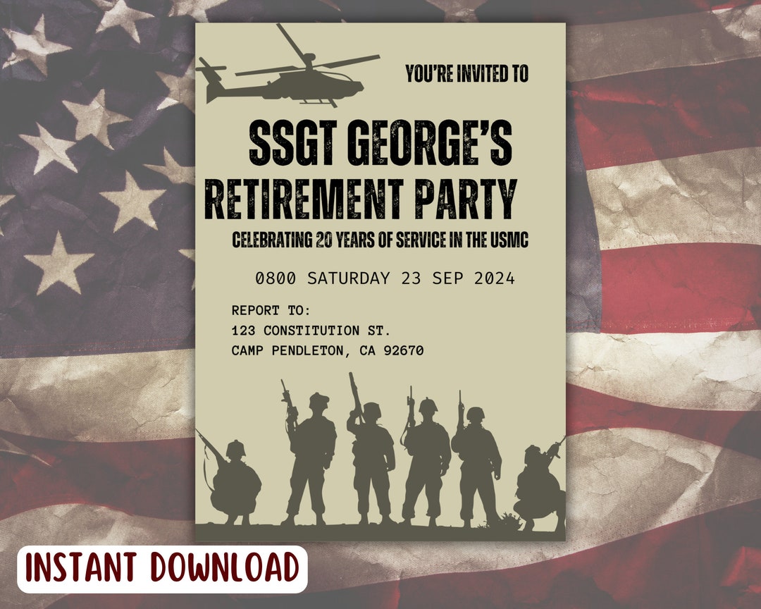 Military Retirement Party Invite, Digital Invite - Etsy