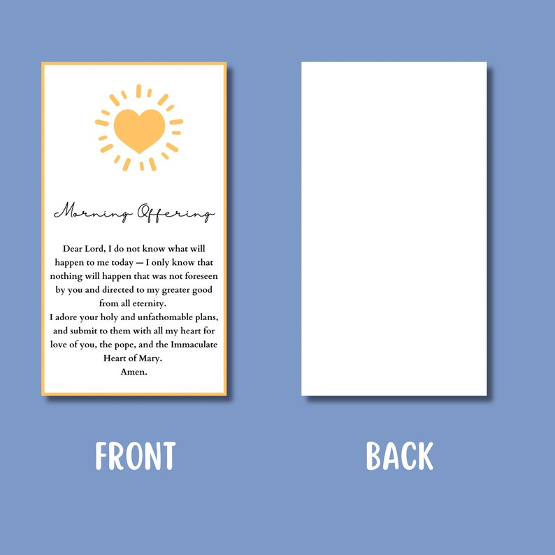 Morning Offering Prayer, Prayer Card, Catholic Prayers - Etsy
