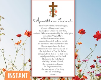 Apostles Creed Prayer, Catholic Prayer Card, Printable A4, Wall Art ...