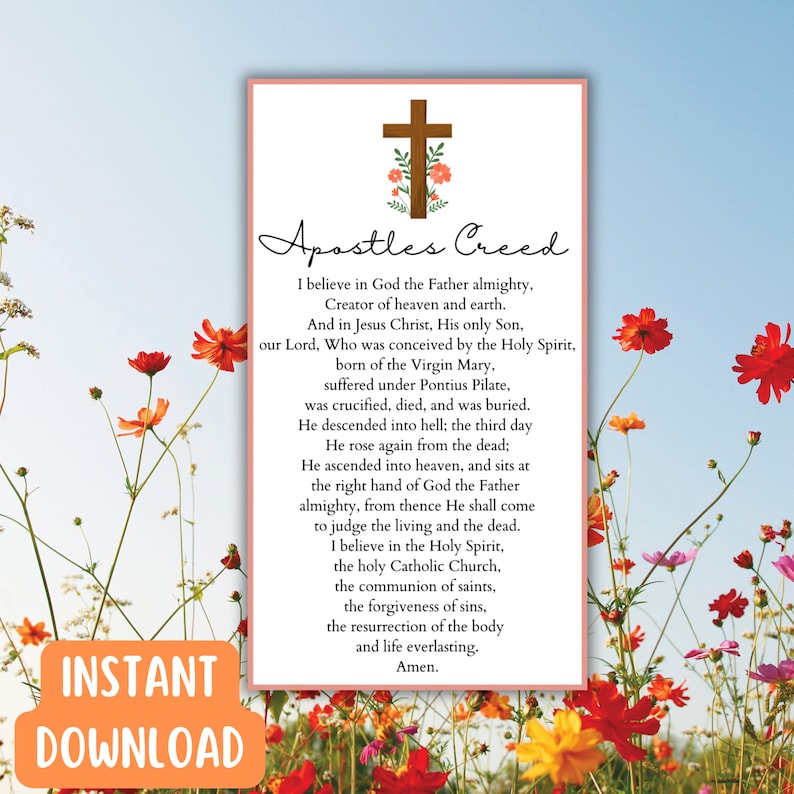 Apostles Creed Prayer, Catholic Prayer Card - Etsy