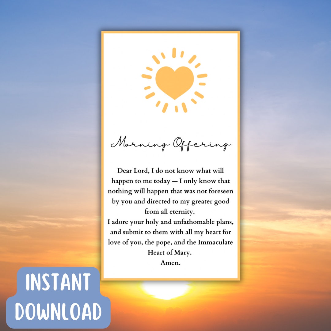 Morning Offering Prayer, Prayer Card, Catholic Prayers - Etsy