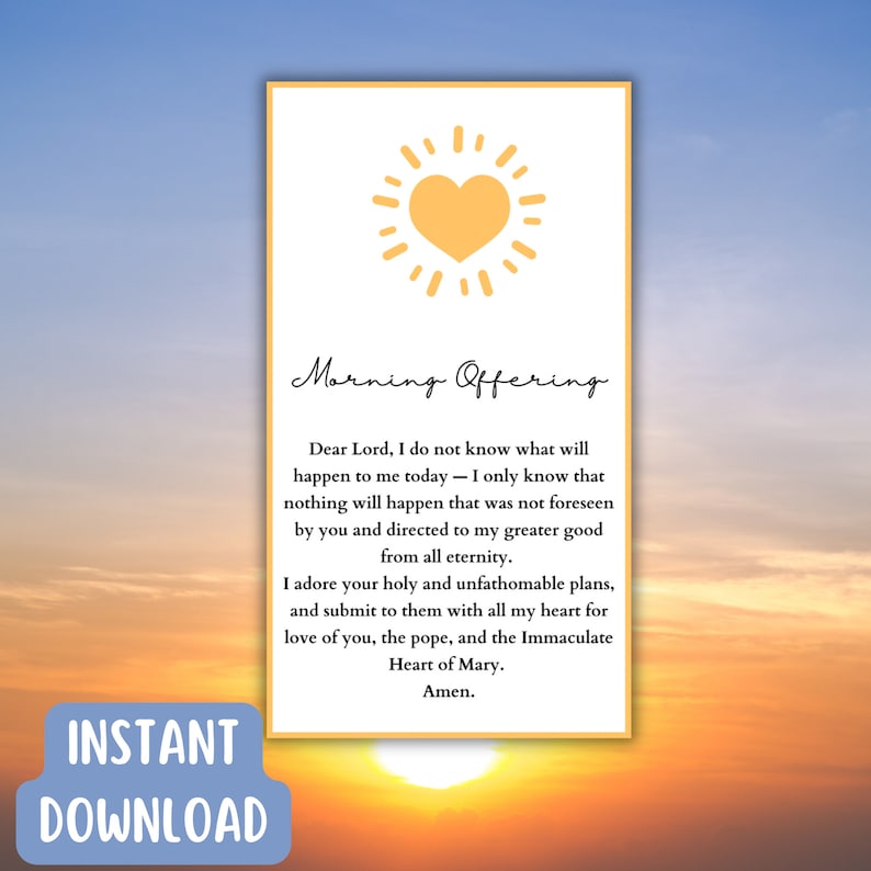 Morning Offering Prayer, Prayer Card, Catholic Prayers - Etsy