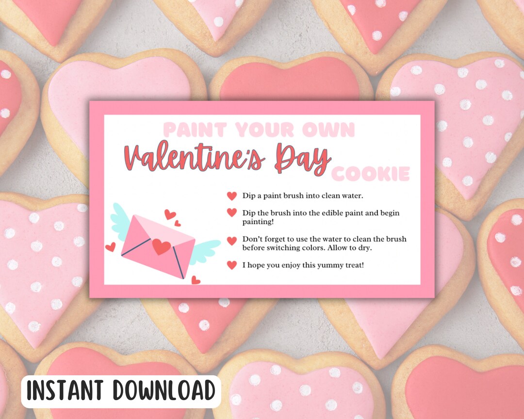 Valentine’s Day Paint Your Own Cookie Tag, Digital Template - Etsy