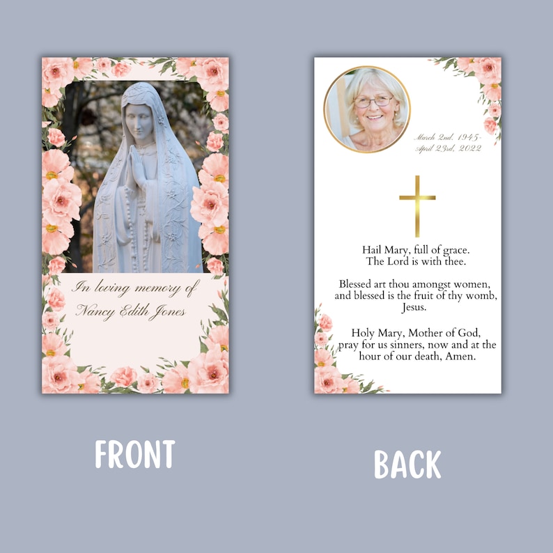 Prayer Card, Catholic Funeral Cards, Memorial Card - Etsy UK