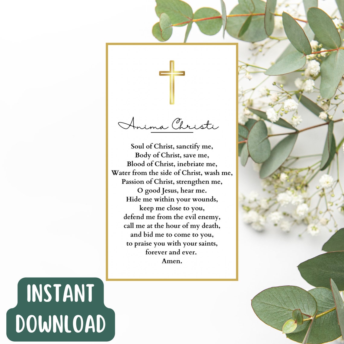 Anima Christi Prayer, Catholic Prayers, Prayer Card - Etsy