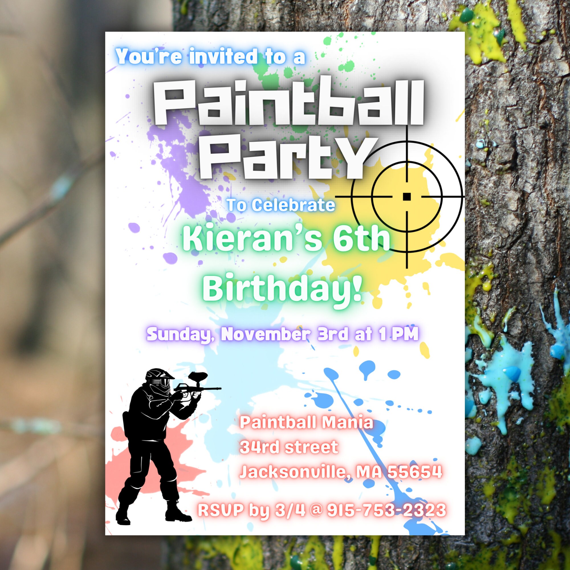 Paintball Party Invitation, Paintball Invite - Etsy