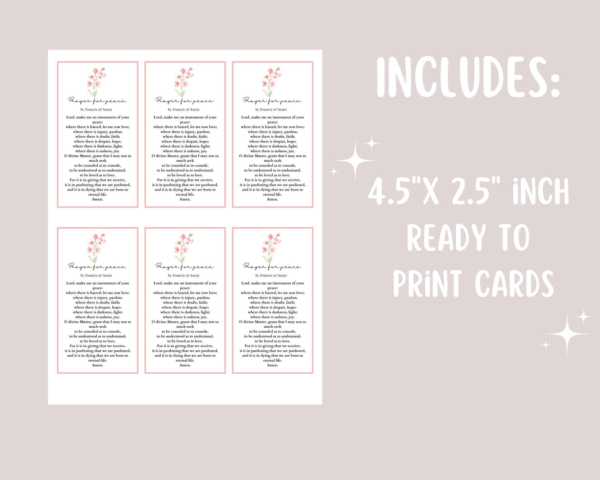 Prayer for Peace Card, Prayer Card, St. Francis of Assisi Prayer - Etsy