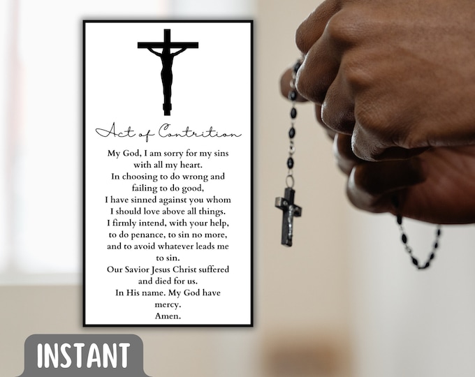 Act of Contrition Printable Prayer Card, Instant Download, Prayer for ...