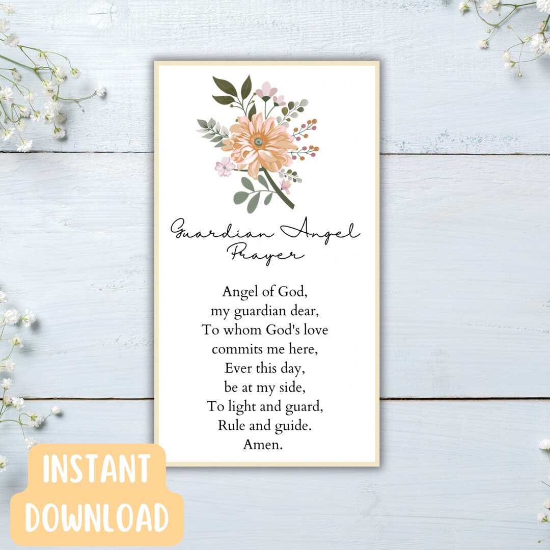 Catholic Prayer Card, Guardian Angel Prayer - Etsy