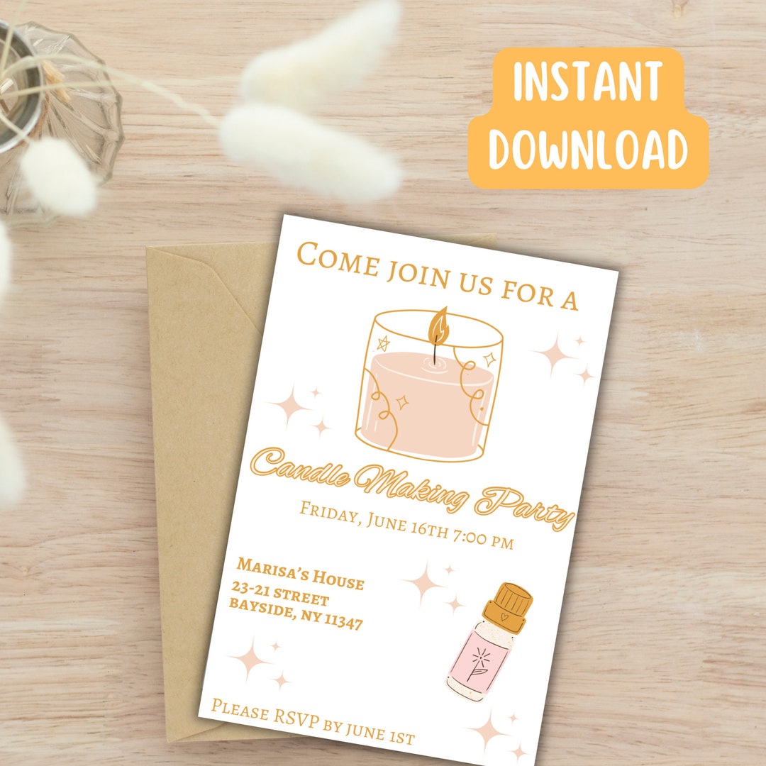 Candle Making Party Invite, Candle Making Party - Etsy