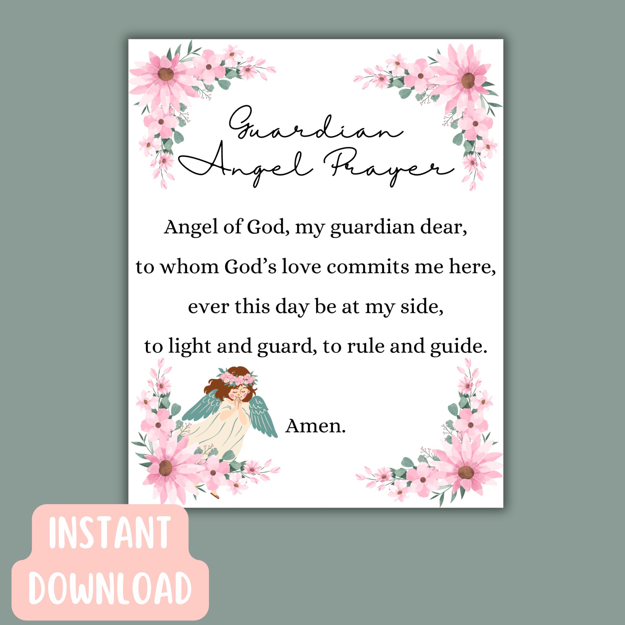 Guardian Angel Prayer, Digital Print, Catholic Prayer - Etsy