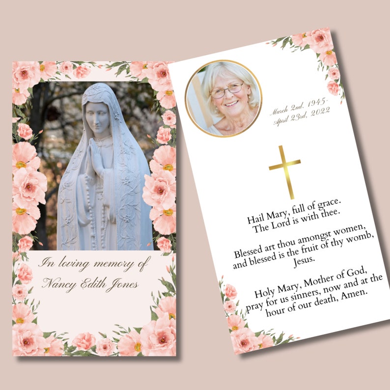 Prayer Card, Catholic Funeral Cards, Memorial Card - Etsy