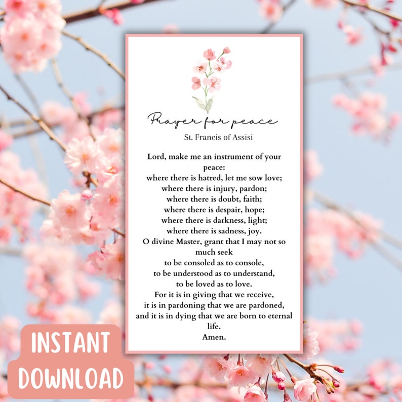 Prayer for Peace Card, Prayer Card, St. Francis of Assisi Prayer - Etsy
