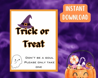 Printable | Halloween Candy Sign | Trick-or-treat Sign - Etsy