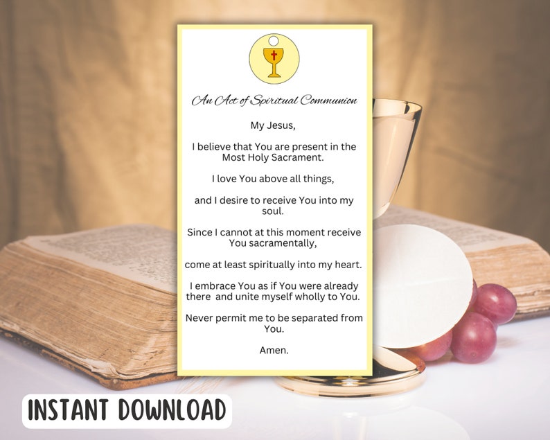 An Act of Spiritual Communion Prayer Card, Catholic Digital Prayer Card - Etsy