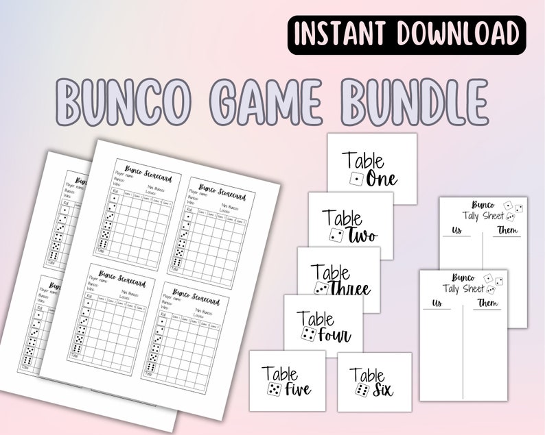 Bunco Game Night Bundle, Bunco Scorecards - Etsy