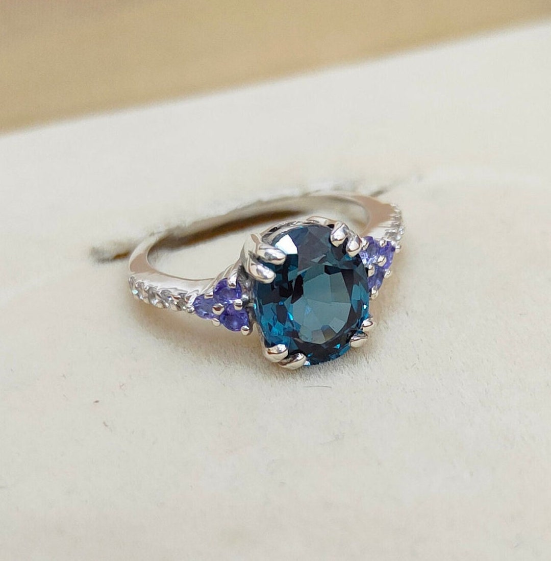 Ocean Teal Sapphire Ring, Natural Tanzanite Ring, Oval Cut Teal ...