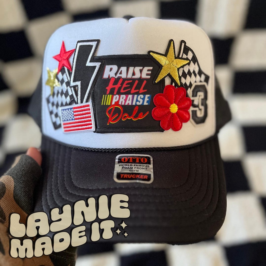 Trucker Hat With Patches, Racing Trucker Hat, Race Day Trucker Hat ...